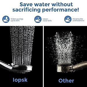 Iopsk Shower Head with Handheld Set 7 Spray High Pressure Detachable Shower Heads with Extra 60" Long Stainless Steel Hose and Adjustable Bracket-Chrome Finish Hand Held Showerhead with On/Off Switch