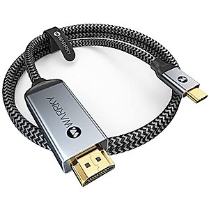 Warrky USB C to HDMI Cable 4K, [10FT / 3M, Braided, High Speed] Thunderbolt 3 to HDMI Adapter Compatible for New iPad, MacBook Pro/Air, iMac, Galaxy S20 S10 S9 S8, Surface, Dell, HP