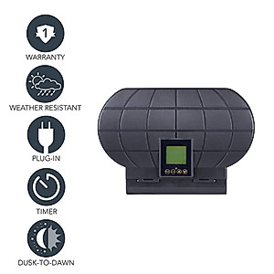 Sterno Home GL33600 Low Voltage Landscape Lighting Transformer with Dusk-to-Dawn Timer, 12V/600W, Grey