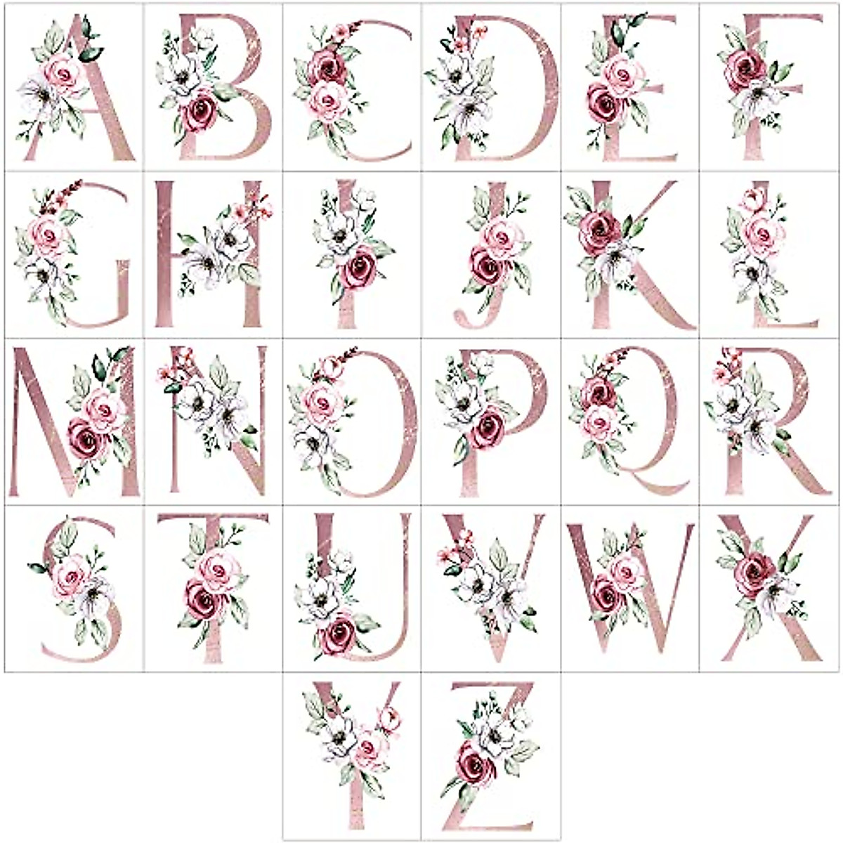 BeeGreen Initial Tote Bag Personalized Gift Tote Bag with 2 Inner Pockets Floral Canvas Tote Bag for for Women Monogram Tote Bag for Bridesmaid Wedding Day Bachelorette Shower Party (Letter S)