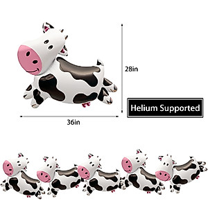 6 PCS Cow Balloons Cow Print Large Mylar Foil Balloons 36 Inches Cow Shape Balloon Baby Shower Girl One 1st Birthday Party Western Cowboy Theme Party Farm Animal Theme Decorations Birthday Supplies