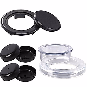 AMOSTBY 2" Patio Table Umbrella Hole Ring Plug Cover and Cap Set 2 Pack and 4 PCS Wrought Iron Outdoor Patio Furniture Glide Protectors for Table and Chair Feet (Black and White)