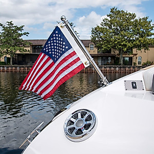 Bradford American Flag 12x18 Inches Made in USA, Embroidered Small American Flag for Boat ATV, Double Sided US Boat Flags for Outside with 2 Brass Grommets and 4 Stitching Rows Boat Cabin Decoration
