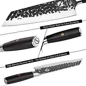 imarku Chef Knife Japanese Forged Knife 7.5 Inch High Carbon German Stainless Steel Meat Cleaver Knife Kitchen Kiritsuke Knife for Home and Restaurant Christmas Gift for Men and Women