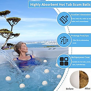 Naisidas Scum Eliminating Balls, Scum Balls for Hot Tub and Pool Maintenance, Efficient Oil Absorbing Sponge Ball, Reusable Swimming Pool Filter Sponge Ball(8PCS)