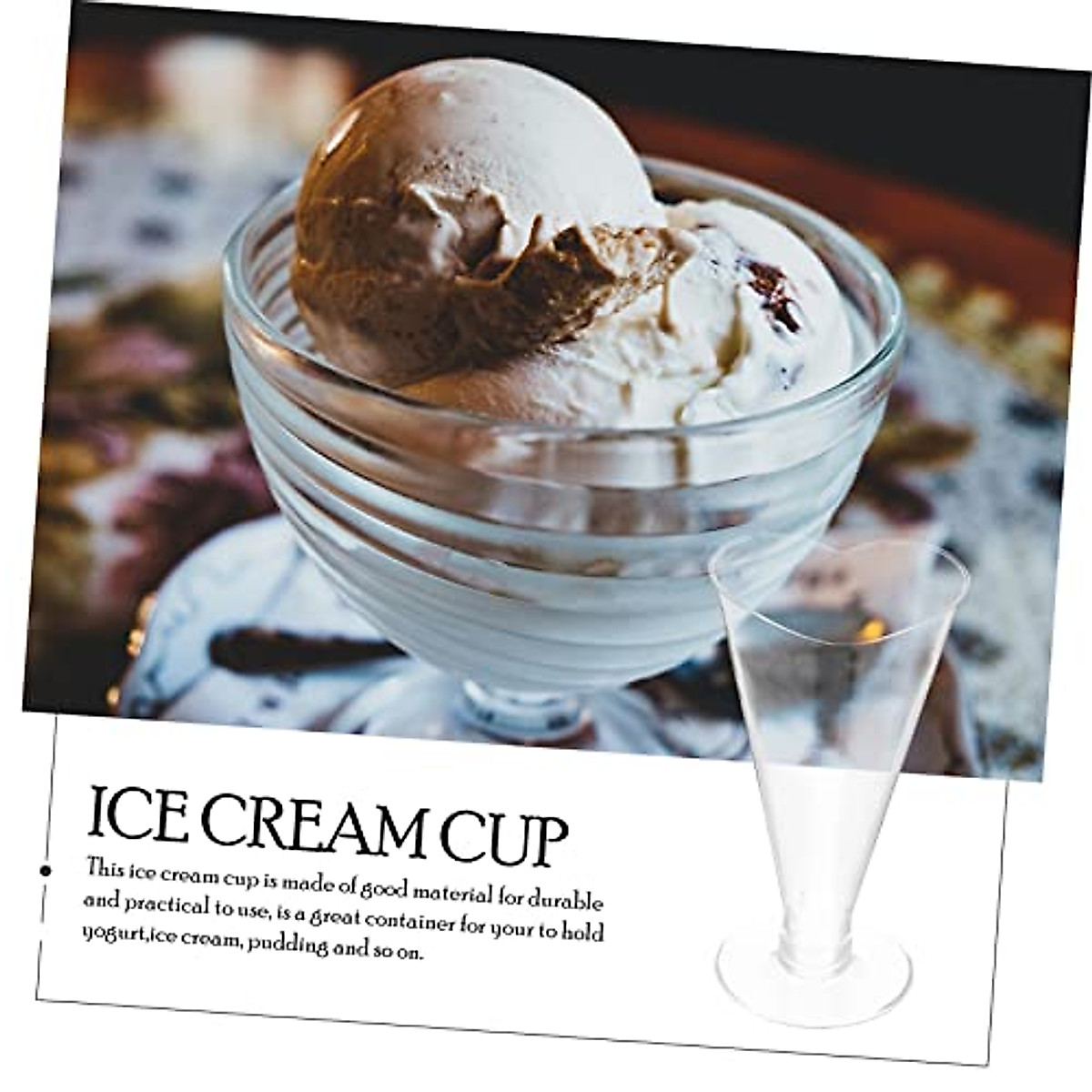 SEWOART 25Pcs ice cream cup parfait cups cone ice cream trifle tasters glass party cups mini containers with lids glass serving dishes trifle bowl with lid wine glasses conical snack bowl