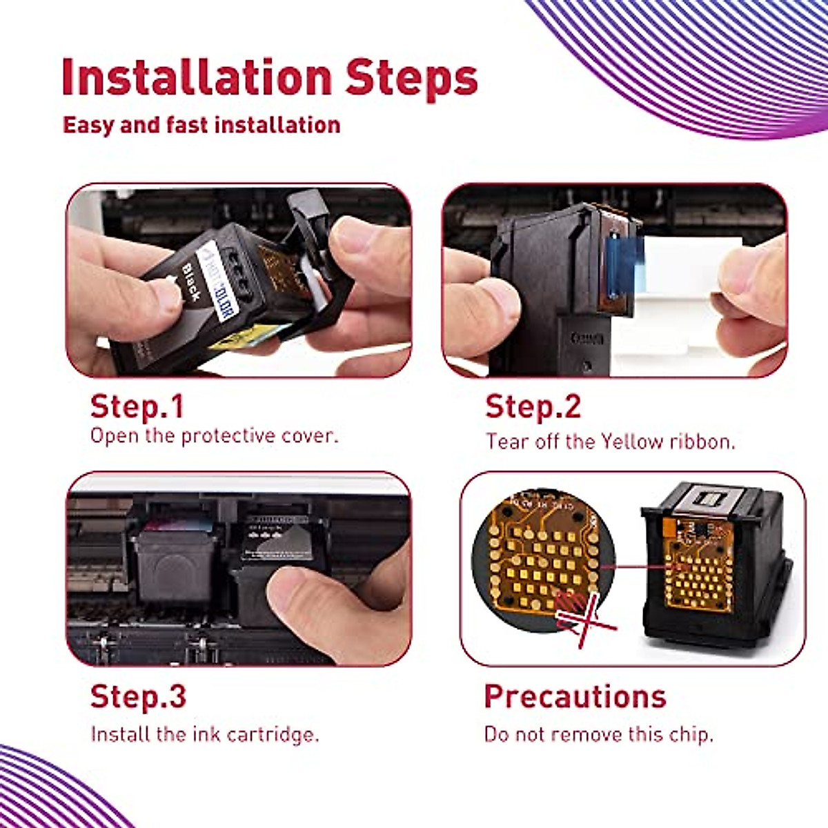 HOTCOLOR Printer Ink 243 244 Replacement for Canon Ink 243 and 244 PG 243 CL244 for Canon PIXMA TR4520 MX492 MG3020 MG2520 (1Black/1Tri-Color, 2Pack)