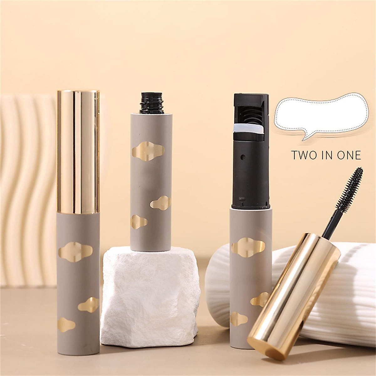 2 In 1 Mascara Longer Lash Cosmetics Natural Lengthening And Thickening Effect No Clumping Superstrong 4d Silk Fiber Mascara Makeup Glitter Top Coat Mascara with（Black-b)