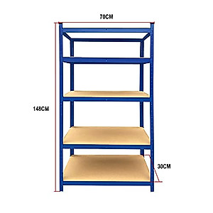 5-Tier Adjustable Storage Shelving Unit Heavy Duty Organizing Shelf Metal Utility Rack Shelves for Kitchen, Pantry, Closet, Garage, Office,59" Hx28 Wx12 D (Blue)