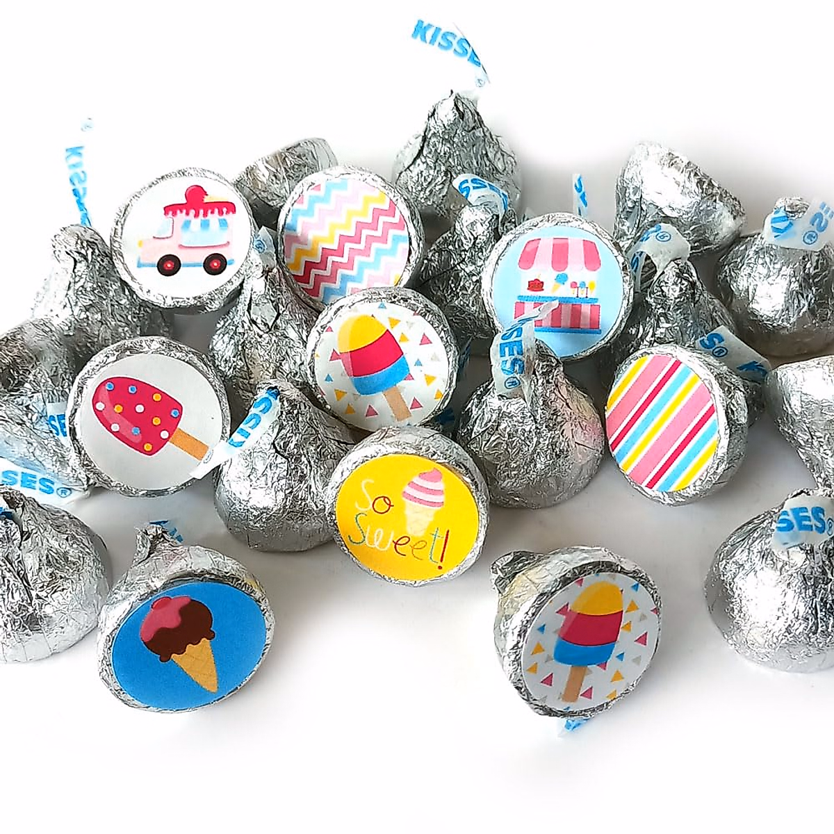 Ice Cream Labels for HERSHEY’S KISSES chocolates by Adore By Nat - Sweet Shop Candy Sticker Party Favor - Set of 240