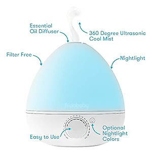 Frida Baby 3-in-1 Humidifier with Diffuser and Nightlight & Natural Sleep Vapor Bath Drops for Bedtime Wind Down by Frida Baby, White & Breathefrida Vapor Bath Drops