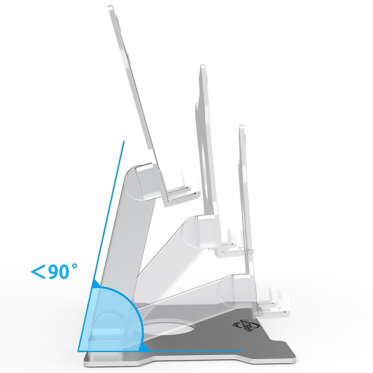 KABCON Quality Tablet Stand,Adjustable Foldable Eye-Level Aluminum Solid Up to 15-in Tablets Holder for Microsoft Surface Series Tablets,iPad Series,Samsung Galaxy Tabs,Amazon Kindle Fire,Etc.Silver