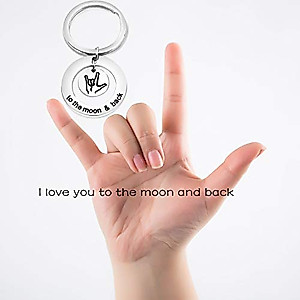 AKTAP Sign Language Jewelry I Love You to The and Back Keychain ASL Sign Language Gift Interpreter Gift ASL Jewelry