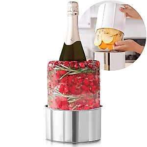 Laura Ashley Champagne Bucket Ice Mold, Create a Custom Ice Bucket for Wine or Liquor Bottles, Includes Stainless Steel Drip Tray, Add Decorations for a Unique Centerpiece