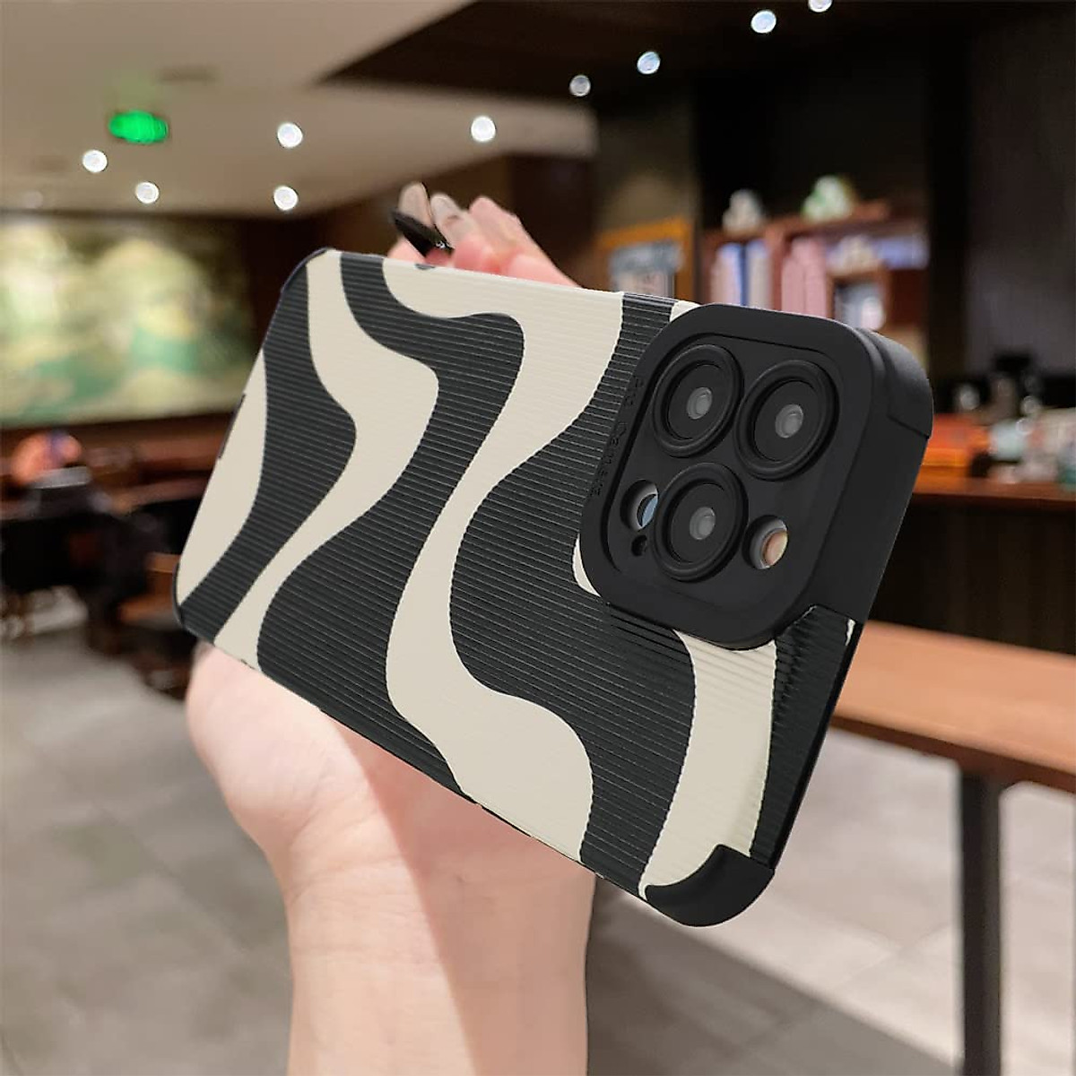 MZELQ for iPhone 13 Pro Max Case, Cute Pattern Wave iPhone 13 Pro Max Case, Screen Protector Camera Protection Lens Shockproof Phone Case for Girls Women