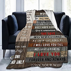 LLARREH to My Husband Blanket from Wife Throw Blankets for Couch Sofa Bed Warm Birthday Anniversary 50X60 Inch