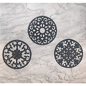 gasaré, Extra Large, Extra Thick, 10" Silicone Trivets for Hot Dishes, Pots, and Pans, Heat Resistant, Nonslip, Dishwasher Safe, for Countertops and Dining Tables, 10 x 1/4 Inches, Set of 3, Gray