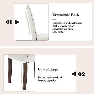 Dining Chairs Set of 2, Kitchen Chairs, Modern Upholstered Fabric Dining Room Chair with Nailhead Back and Wood Legs, Mid-Century Accent Side Chair for Living Room, Bedroom, Kitchen