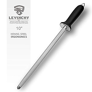 LEVINCHY Honing Steel 10 inch Knife Sharpener Rod, Professional Knife Sharpening Steel, Durable, Easy to Use