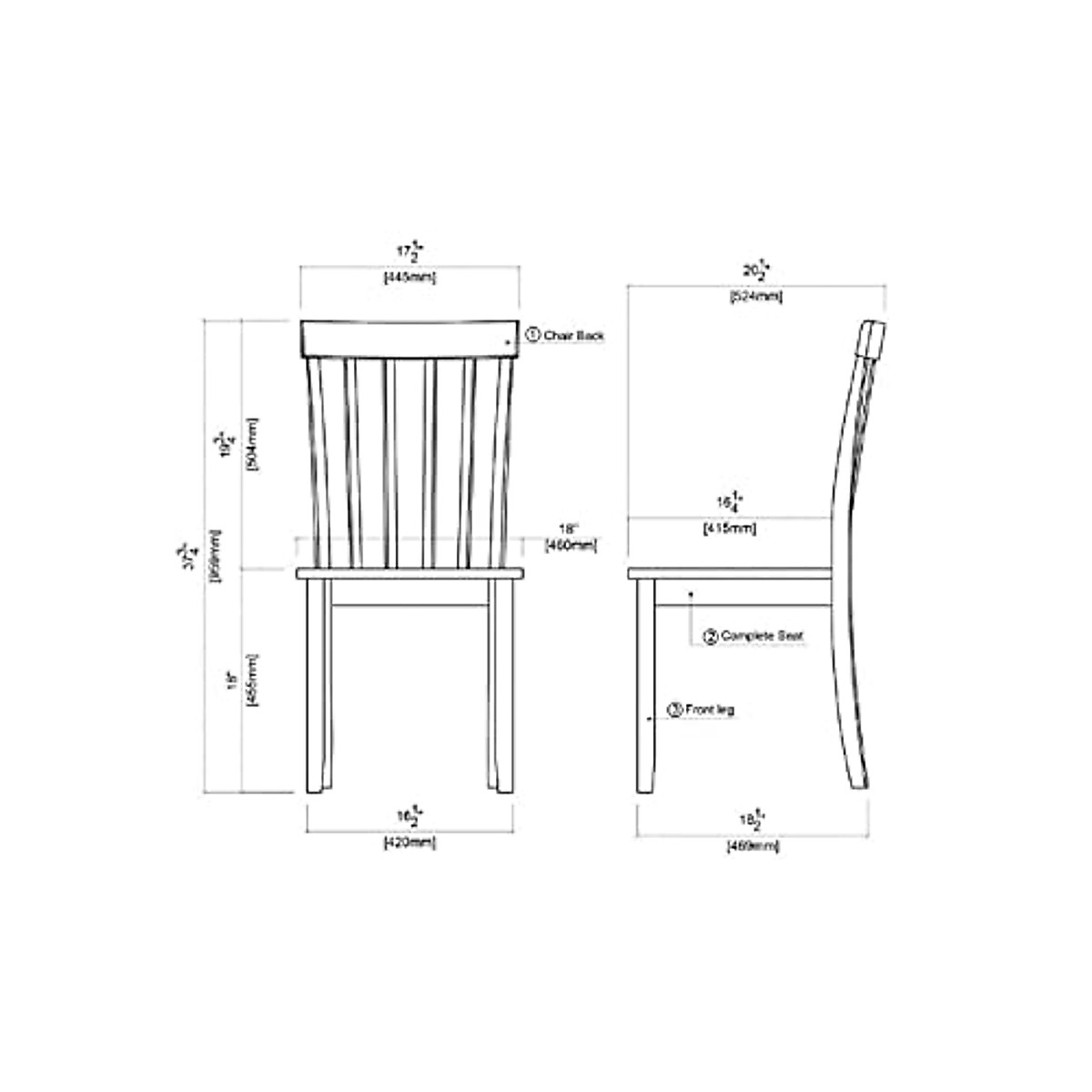 Boraam Bloomington Dining Chair, Black/Cherry, Set of 2