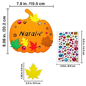 Supla 30 Kits Foam Halloween Pumpkin Decorations DIY Pumpkin Craft Kits Assorted Foam Pumpkin Shapes with Fall Maple Leaves Rhinestone Stickers for Kids Crafts Fall Thanksgiving Halloween Decoration