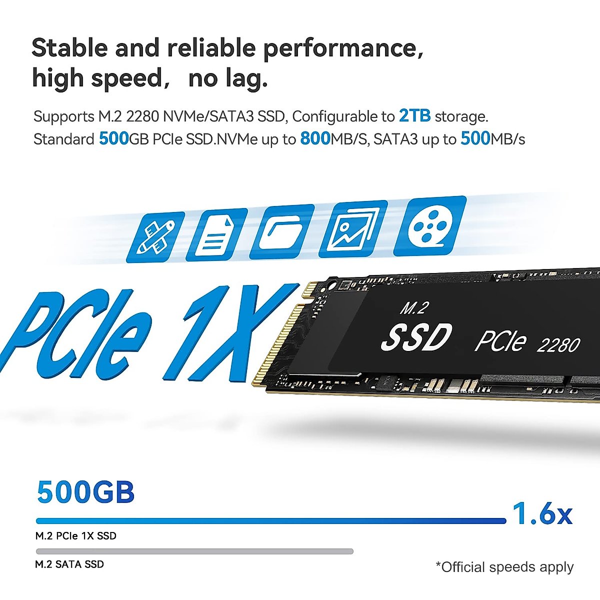 Beelink S12 Pro Mini PC, Newest 12th Gen Intel N100(4C/4T, Up to 3.4GHz, TDP 6W), 16GB DDR4 RAM 500GB PCIe x1 SSD, Mini Desktop Computer Support Dual HDMI 4K@60fps Output/WiFi6/BT5.2/USB 3.2, HTPC/ROS