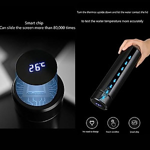 whizzy Smart Lid Stainless Steel Intelligent Thermos Cup Coffee Water Bottle Temperature Display Vacuum Portable LED Screen Soup Insulation Mugs Tumbler LOGO customized (Black)