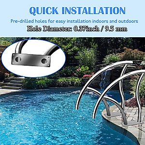 KODOM Pool Handrails 32x22.5 Pool Railing 304 Stainless Steel Rustproof Swimming Pool Safety Stairs Humanized Handle Pool Rails 250LBS Load Capacity for SPA&Inground Pools
