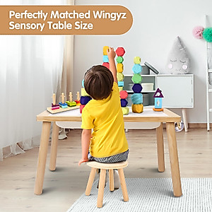 wingyz Wooden Step Stools for Kids, 10 Inch Solid Kids Chairs Perfect Matched Sensory Table, Multi-Purpose Children Sitting Stool for Playroom Bathroom (Natural, 1 Pack)