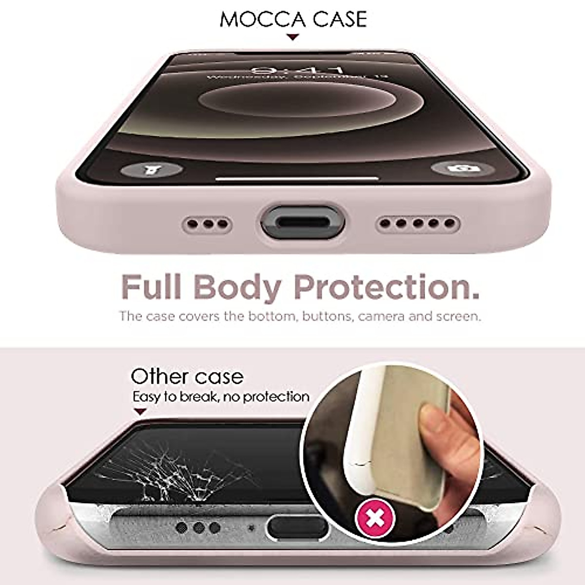 MOCCA Compatible with iPhone 12 Pro Max Phone Case 6.7 inch with Ring Kickstand | Super Soft Microfiber Lining | Anti-Scratch Full-Body Shockproof Protective Case for iPhone 12 Pro Max - Pink Sand