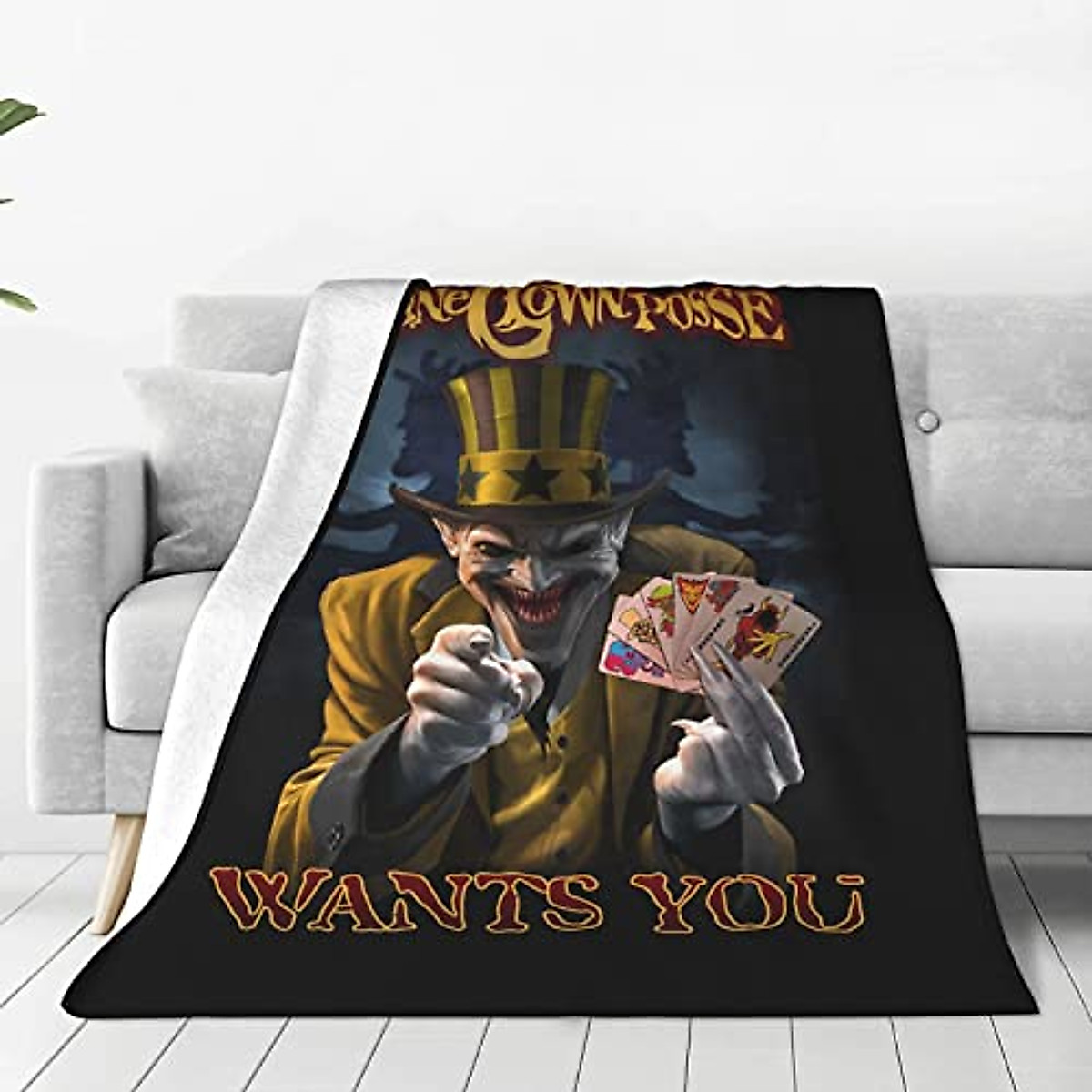 Insane Hip Clown Hop Posse Throw Blankets Flannel Blanket Lightweight Throw Blanket for Couch Bed Soft Warm Cozy 80"x60"