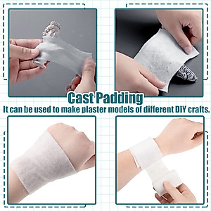 12 Rolls Cast Padding Individual Pack Soft Cotton Undercast Padding Wrap Use with Plaster Cloth Gauze Bandage for Halloween Wrap Bandage Art, Body Casts, Mask Making, Craft (3 Inch x 8.8 ft)