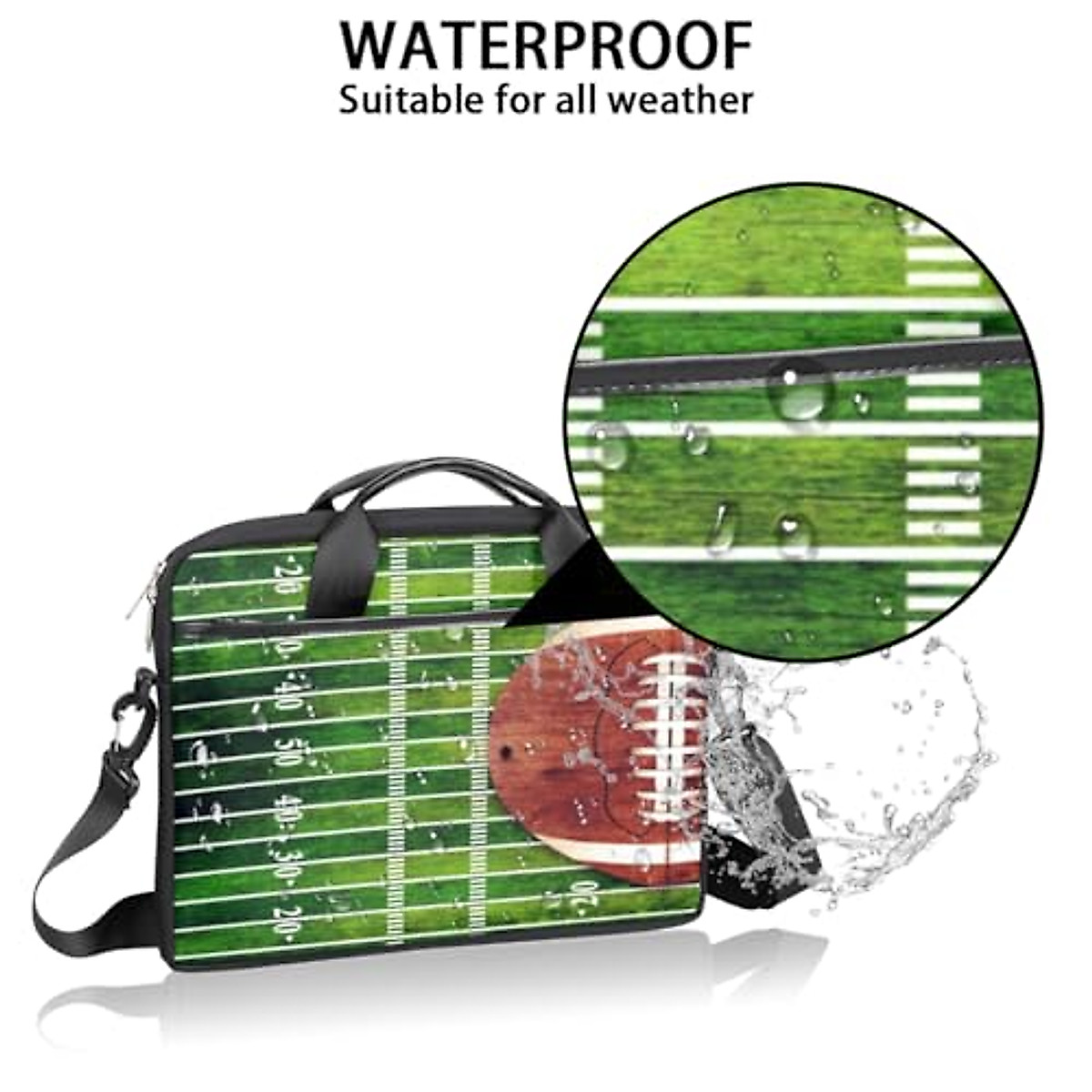 American Football Field Laptop Computer Bag Waterproof Shoulder Messenger Bag 13-15 inch Durable Laptop Tote Bag with Shoulder Strap Handle Lightweight Crossbody Briefcase