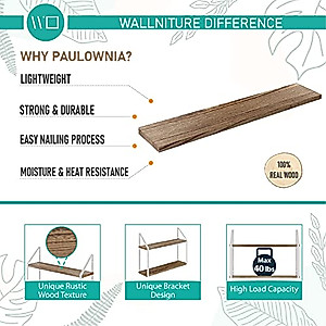 Wallniture Modena 2-Tier 24" Bathroom Organizer, Wall Shelves Kitchen Organization, Laundry Decor Book Shelves for Wall Living Room Burnt Finish, White Bracket