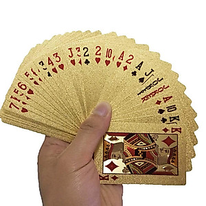 24K Cool Gold Playing Cards with Dollar Pattern Foil Poker Cards Luxury Waterproof Deck of Cards Gold Playing Cards Plastic