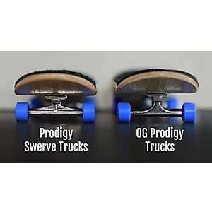 Teak Tuning Prodigy Swerve Fingerboard Trucks, Silver Chrome Colorway - 32mm Wide - Inverted Kingpin - Professional Shape, Appearance & Components
