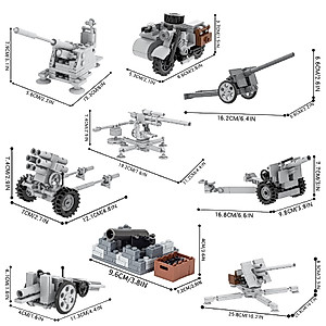 MOOXI WW2 Artillery Weapons Building Blocks Set(710PCS).MOC Military Bricks Parts Toys Sets for Boys.