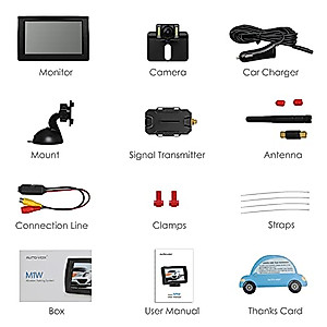 AUTO-VOX M1W Wireless Backup Camera with Stable Signal, Car Back Up Camera Systems with Super Night Vision (6 LEDs) HD Monitor Reverse Camera for Truck, Trailer, RV, Camper