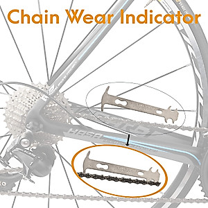 BIKE HAND Bicycle Chain Wear Indicator Tool Chain Checker - Compatible with Shimano Sram Campagnolo KMC & Other Brands for 7 to 12 Speed Chains - Maintenance for Road, Mountain & Hybrid Bikes