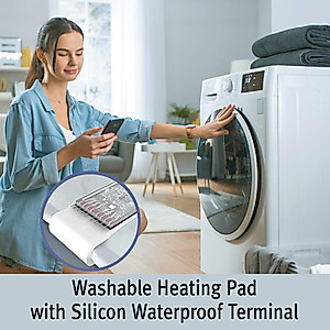 ILWOUL Heated Mattress Pad Large Washable Electric Heating Pad Mat Mattress. Auto 15 Hours Shut Off, Anti-Electrical Radiation, 100% Cotton Material, UL Listed (Double 55" x 70")