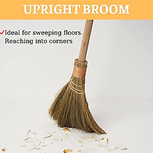 TTS For Home Natural Whisk Sweeping Hand Handle Broom - Vietnam Handmade Straw Soft Broom - Wedding Broom 11.81" Width,26" Length
