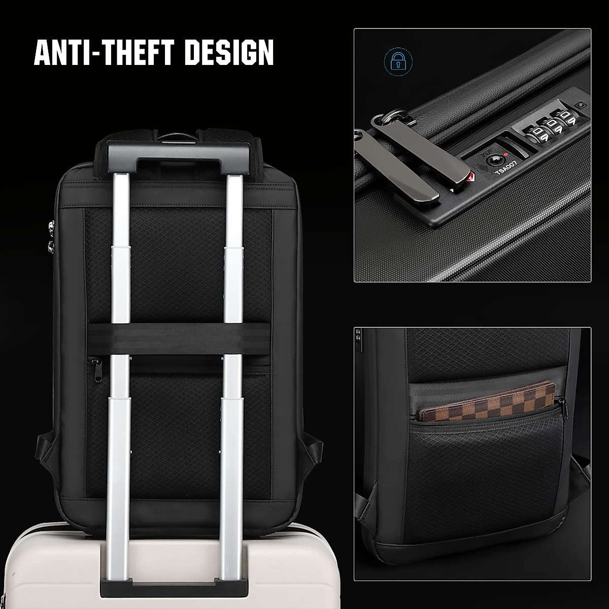 JUMO CYLY Anti-Theft Hard Shell Laptop Backpack, Waterproof Gaming Backpack with USB Charging Port Slim Bookbag with Lock For 17 Inch