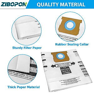 6 Pack 90661 Type E / 90671 Type H Filter Bags Compatible with Shop Vac 5-8 Gallon Wet/Dry Vacuum, Part 9066100 9066133 9067100 9067133