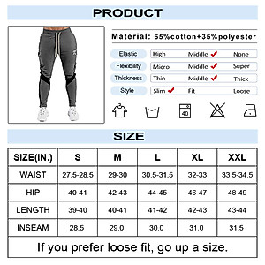 PIDOGYM Men's Track Pants,Slim Fit Athletic Sweatpants Joggers with Zipper Pockets Dark Grey