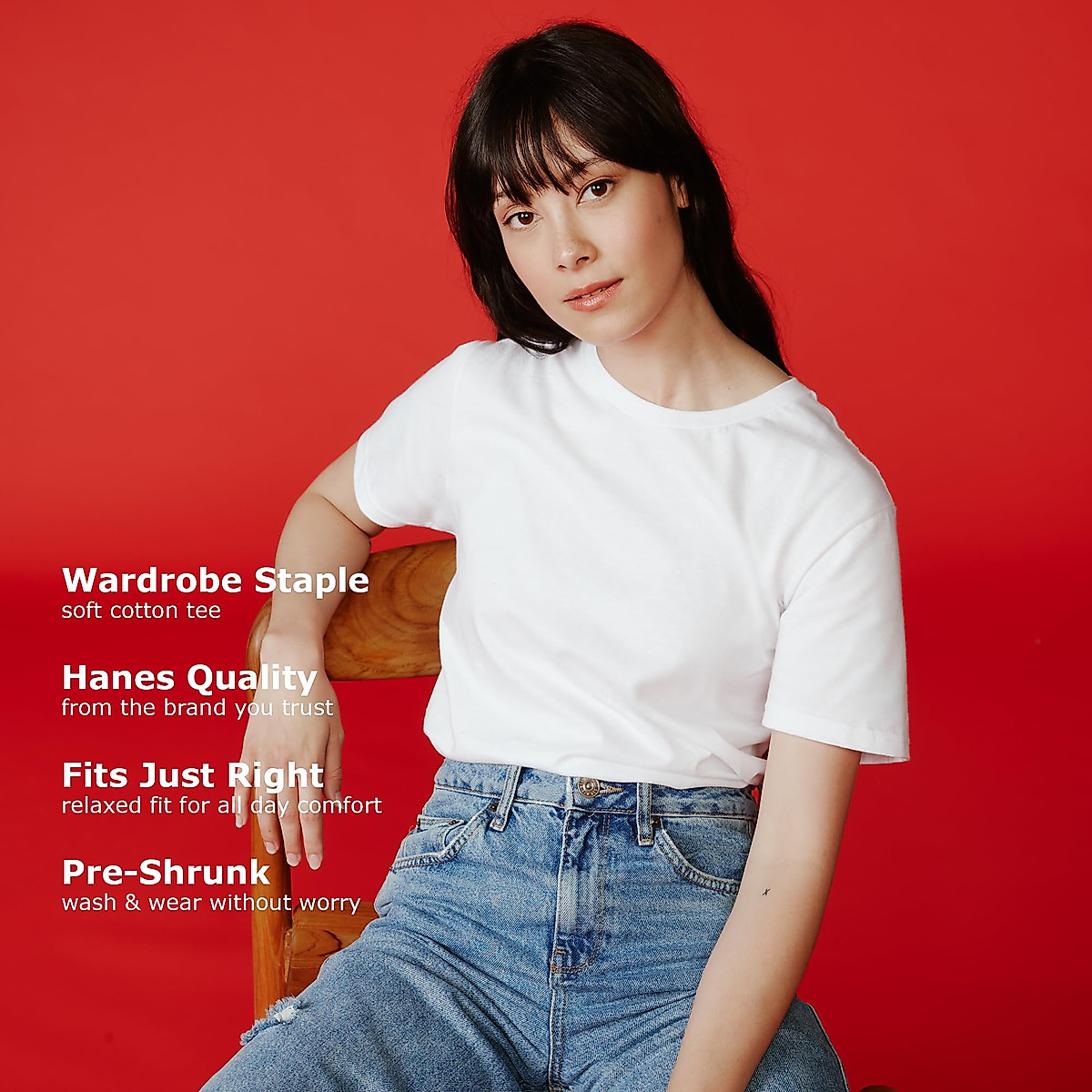 Hanes womens Perfect-t Short Sleeve T-shirt fashion t shirts, Black, XX-Large US