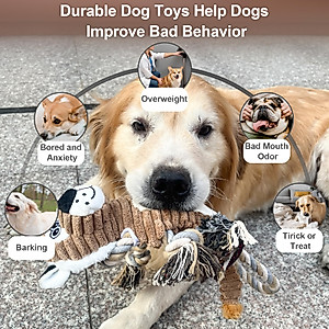 Nopisen Dog Squeaky Toys,Plush Toy for Aggressive Chewers,Indestructible Dog Squeaky Toys,Tug of War Dog Toys,Stuffed Animals Toys with Cotton Material and Crinkle Paper (Lion)