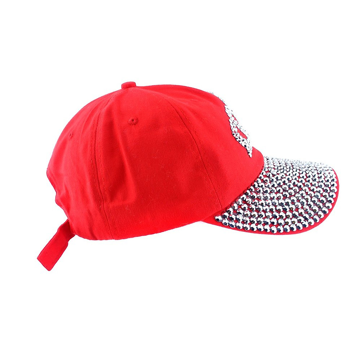 Elonmo Bling Hats, Crown Design Cotton Rhinestone Womens Baseball Cap Golf Hat Jeans Wash Denim Adjustable (Red)