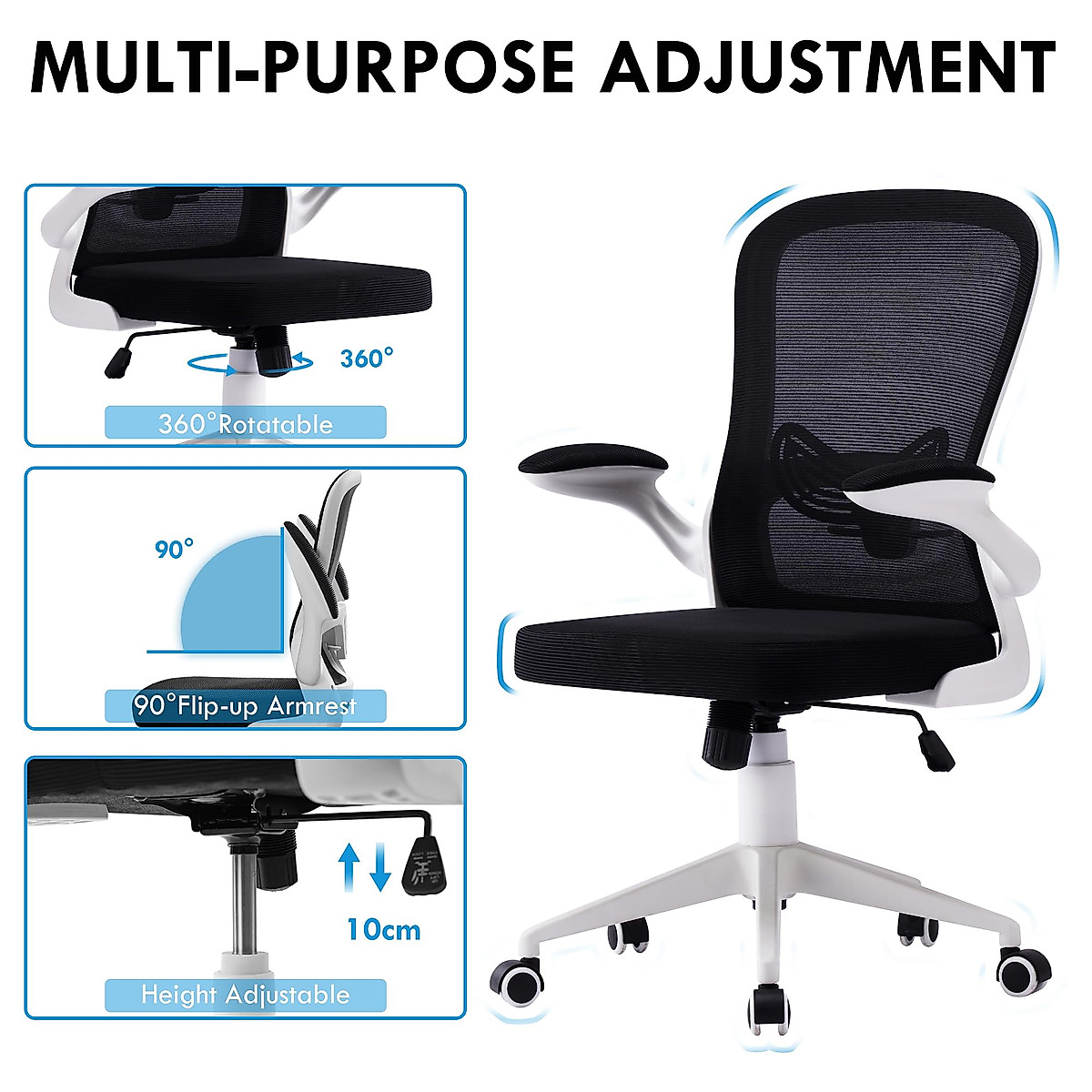 THEETAYY Drafting Chair,Tall Office Chair for Standing Desk, Ergonomic Desk Chairs with Lumbar Support, Adjustable Height Computer Chair with Swivel Task and Flip-up Armrests.