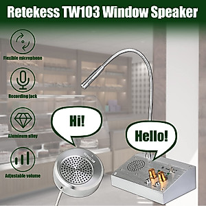 Retekess TW103 Window Speaker, Window Intercom,Independent Volume Control,Recording Function,for Travel Agency,Medical Center