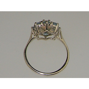 LetsBuyGold 925 Sterling Silver Real Genuine Opal and Aquamarine Womens Cluster Engagement Ring - Size 6
